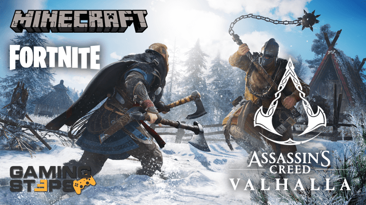 Assassin's Creed Valhalla, Fortnite Party Royale, Minecraft City of ...
