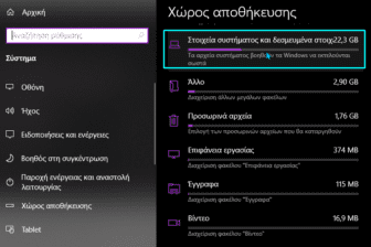 …θα δούμε πόσο χώρο χρησιμοποιούν τα αρχεία συστήματος και πόσο η ...